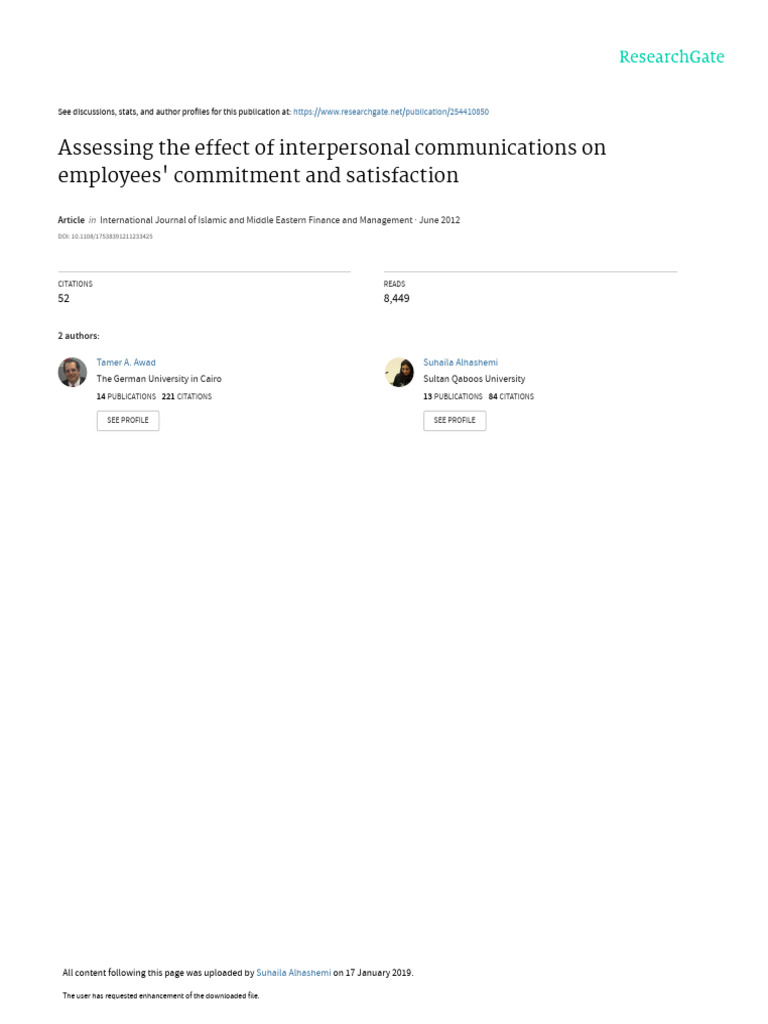 Assessing Interpersonal Communication | PDF | Job Satisfaction | Likert ...