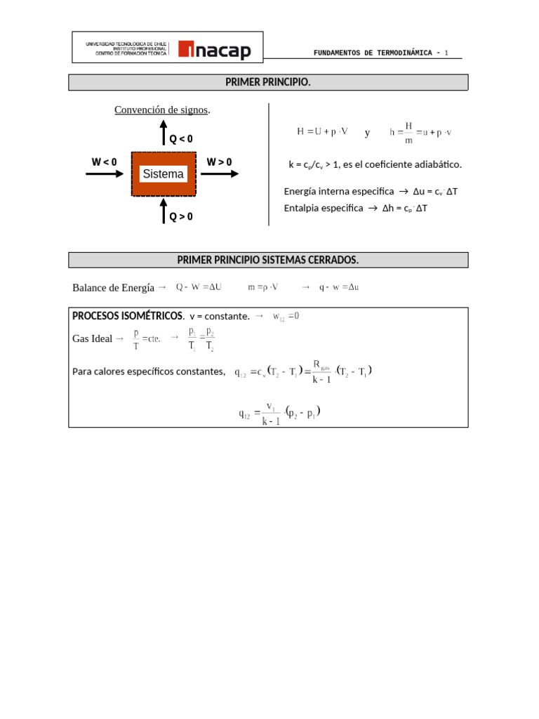 Formulario FT | PDF | Entalpía | Calor