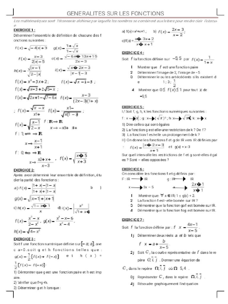 Generalites Sur Les Fonctions Fasc - Phoenix | PDF