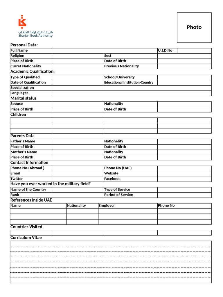 Visa Information Form English | PDF
