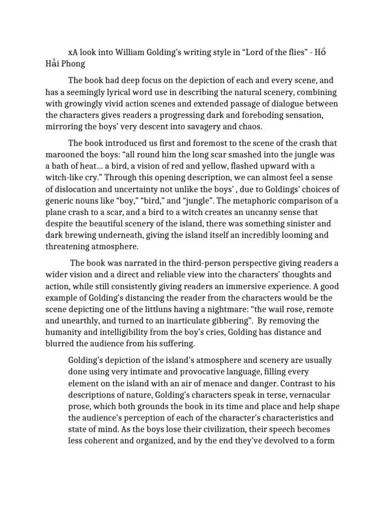 Golding's Writing Style in Lord of the Flies | PDF