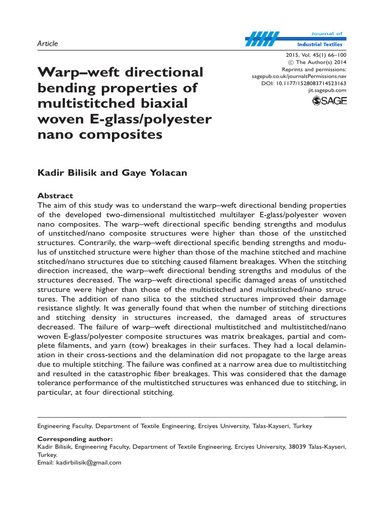 Warp-Weft Directional Bending Properties of Multis | PDF | Composite ...