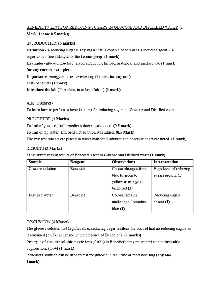 2. Benedicts Test for Reducing Sugars (1) | PDF