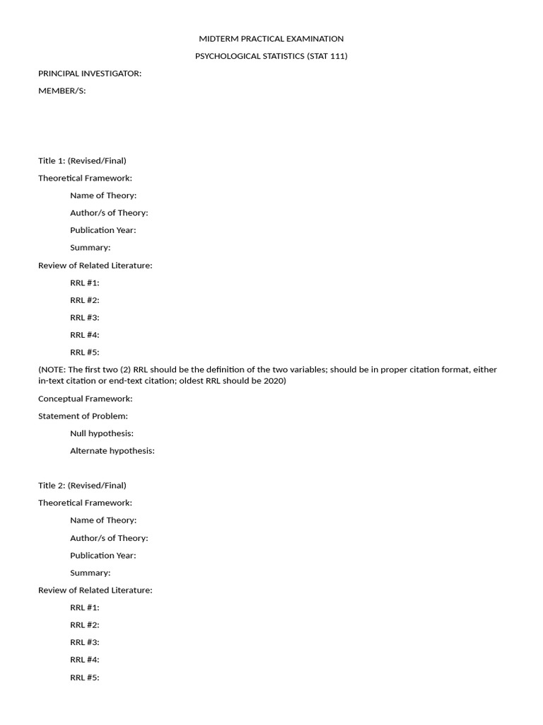 Stat 111 - Midterm Practical Examination | PDF