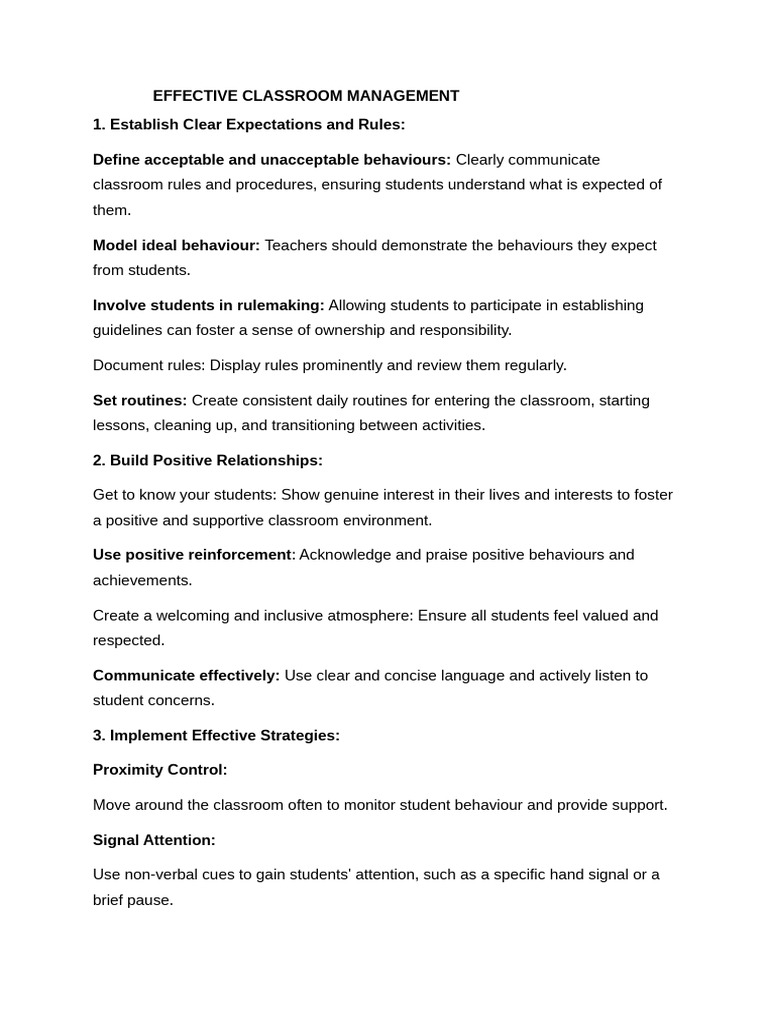 EFFECTIVE CLASSROOM MANAGEMENT | PDF | Classroom Management | Psychology