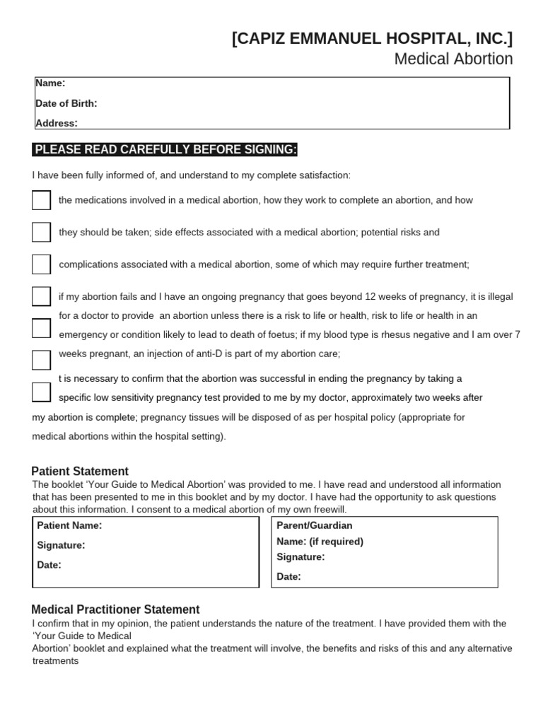 Fake Abortion Form Template | PDF | Abortion | Pregnancy