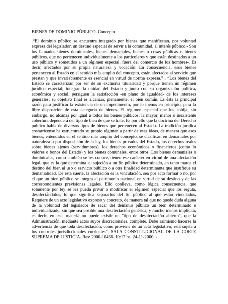 2000-10466 Sala IV Dominio Público. Concepto | PDF | Bienes | Propiedad