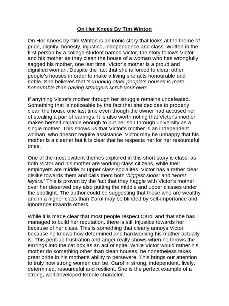 On Her Knees by Tim Winton | PDF | Feminism | Gender Studies