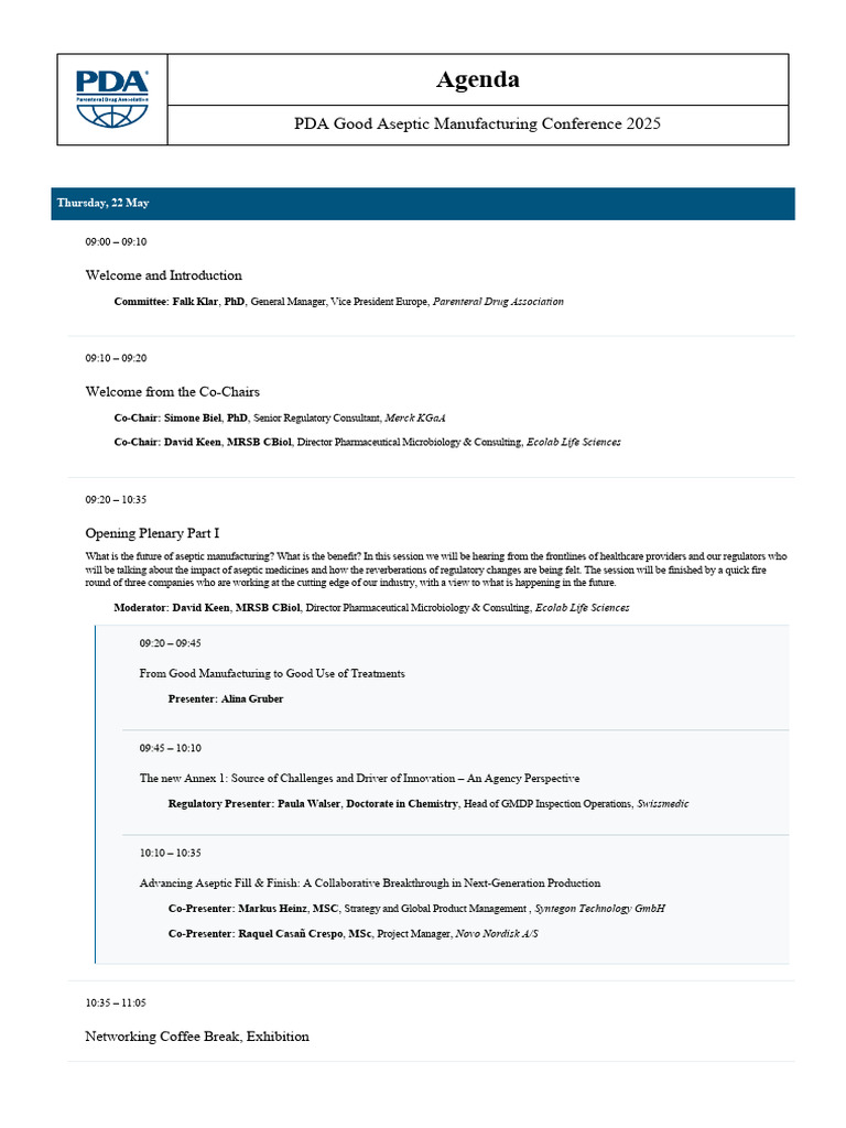 PDA Good Aseptic Manufacturing 2025 | PDF