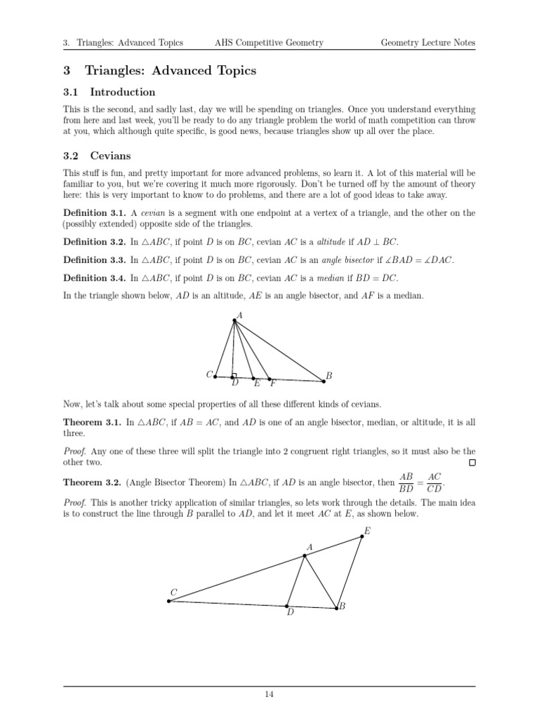 4 Week Geometry Lecture Notes | PDF | Triangle | Area