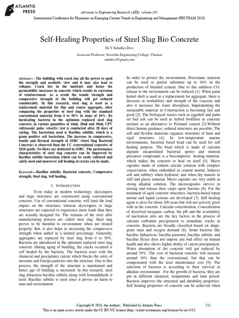 Self-Healing Properties of Steel Slag Bio Concrete | PDF | Concrete ...