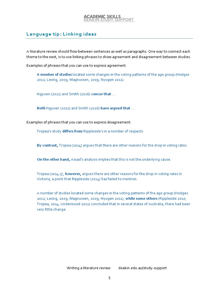 Literature Deakin Study Review 5 | PDF