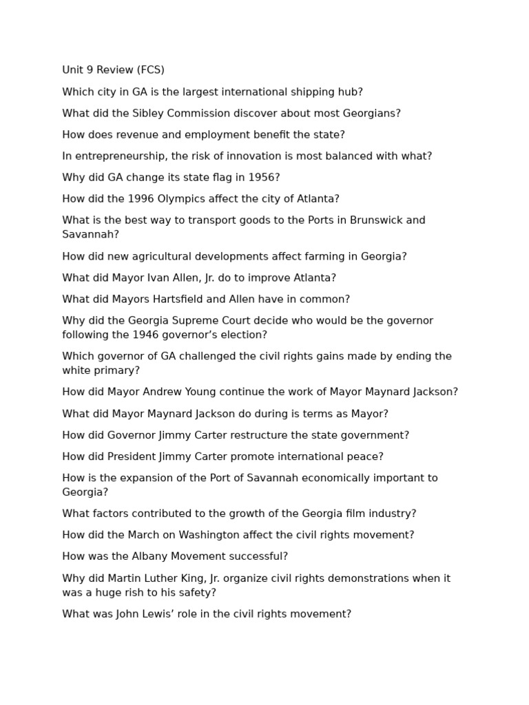 FCS Unit 9 Review | PDF