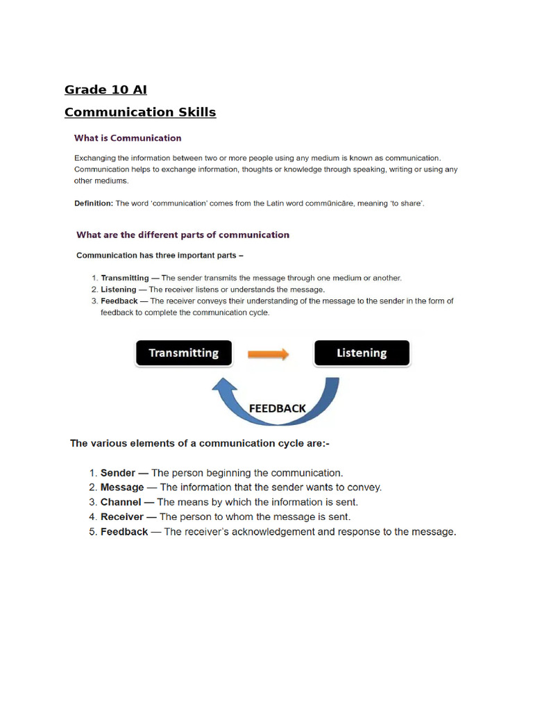 Communication Skills Notes | PDF