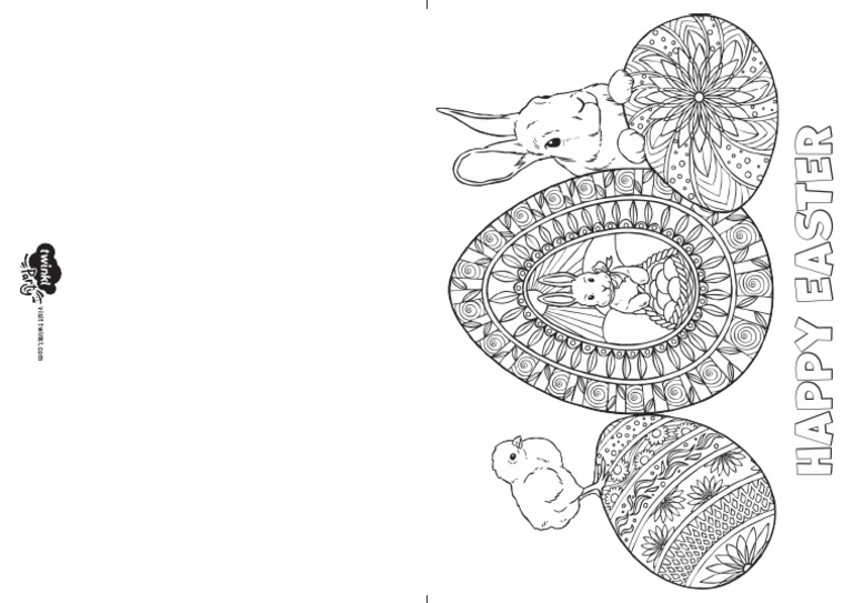 Bunny and Chick Easter Colouring Card | PDF