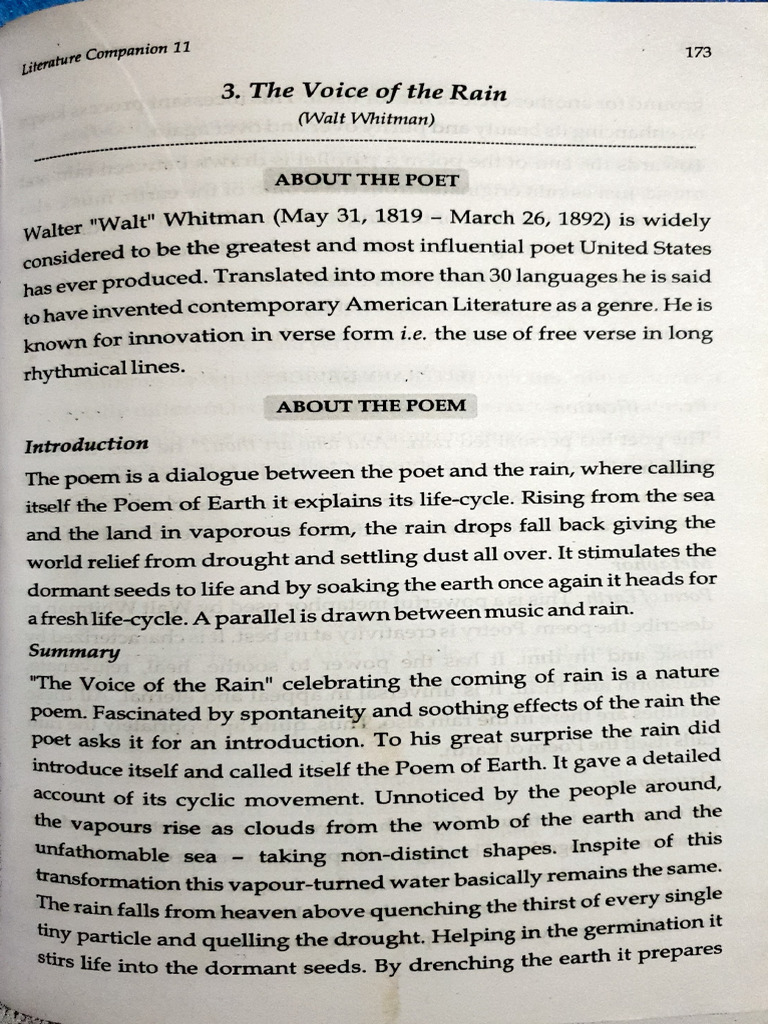 The Voice of The Rain Notes | PDF | Rain