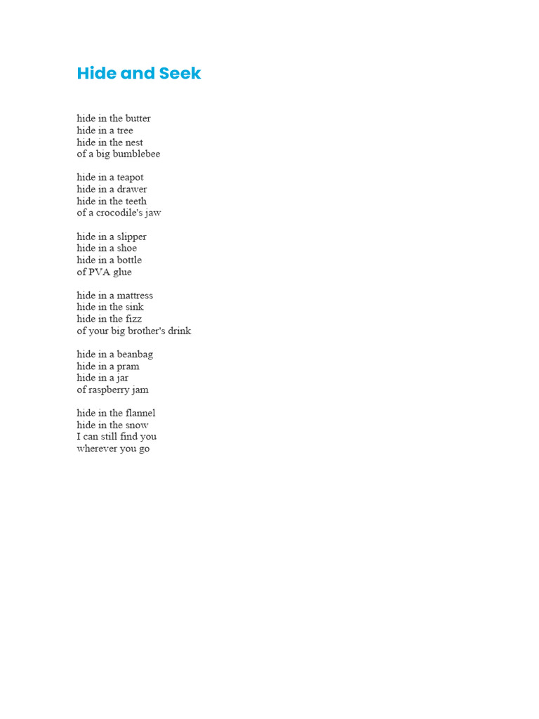 Hide and Seek | PDF