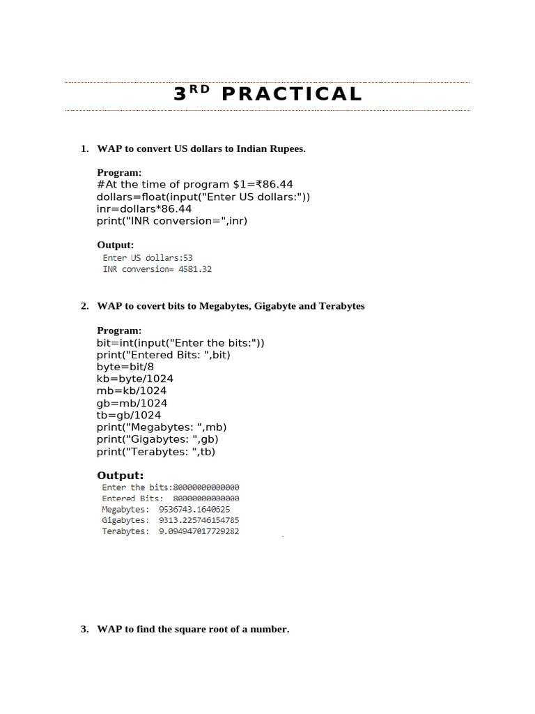 3rd Practical | PDF