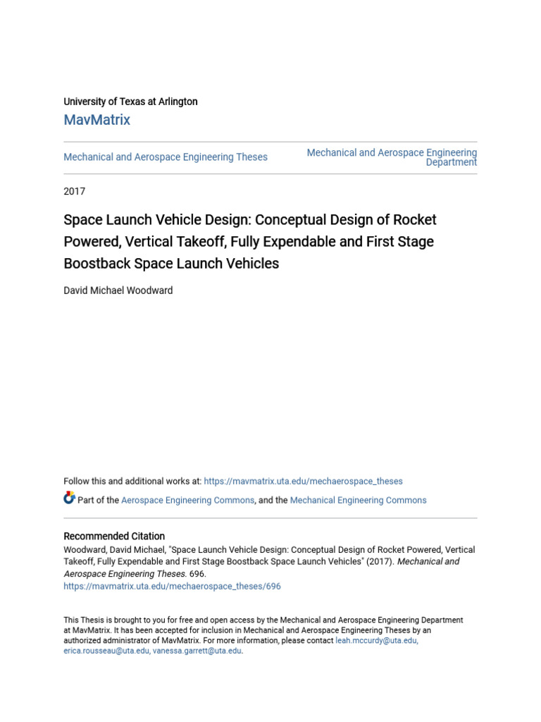 Space Launch Vehicle Design - Conceptual Design of Rocket Powered | PDF ...