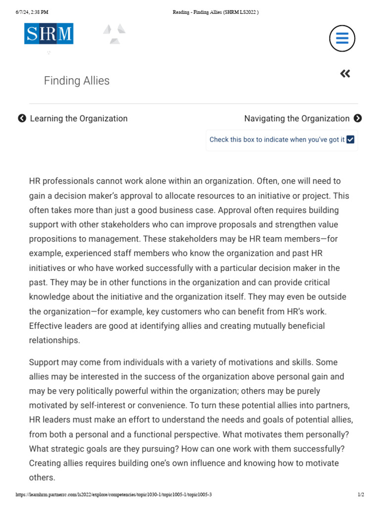 Reading - Finding Allies (SHRM LS2022) | PDF | Business
