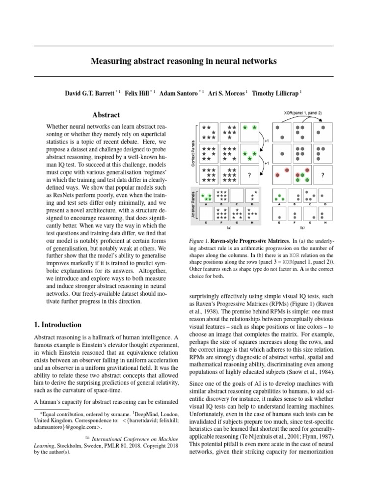 Measuring Abstract Reasoning in Neural Networks | PDF | Artificial Intelligence | Intelligence ...