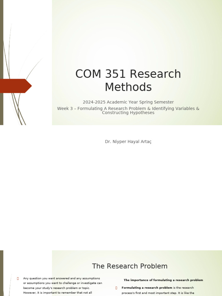 Com351 Week 3 Formulating A Research Problem Identifying Variables Constructing Hypotheses Pdf