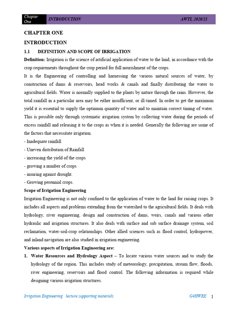 Introduction to Irrigation Engineering | PDF | Soil | Water