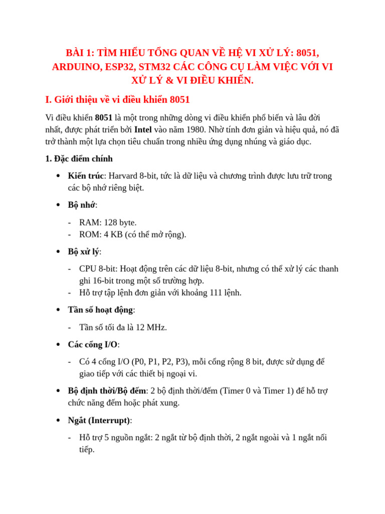 8051, Arduino, Esp32, stm3 | PDF
