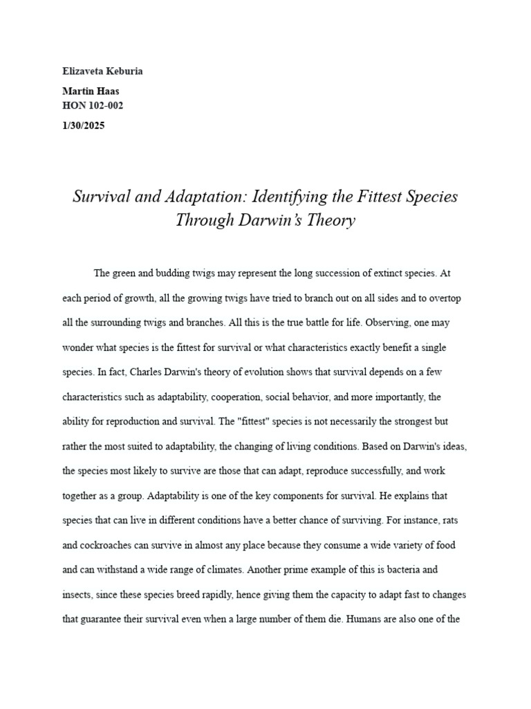 Survival and Adaptation - Identifying The Fittest Species Through ...