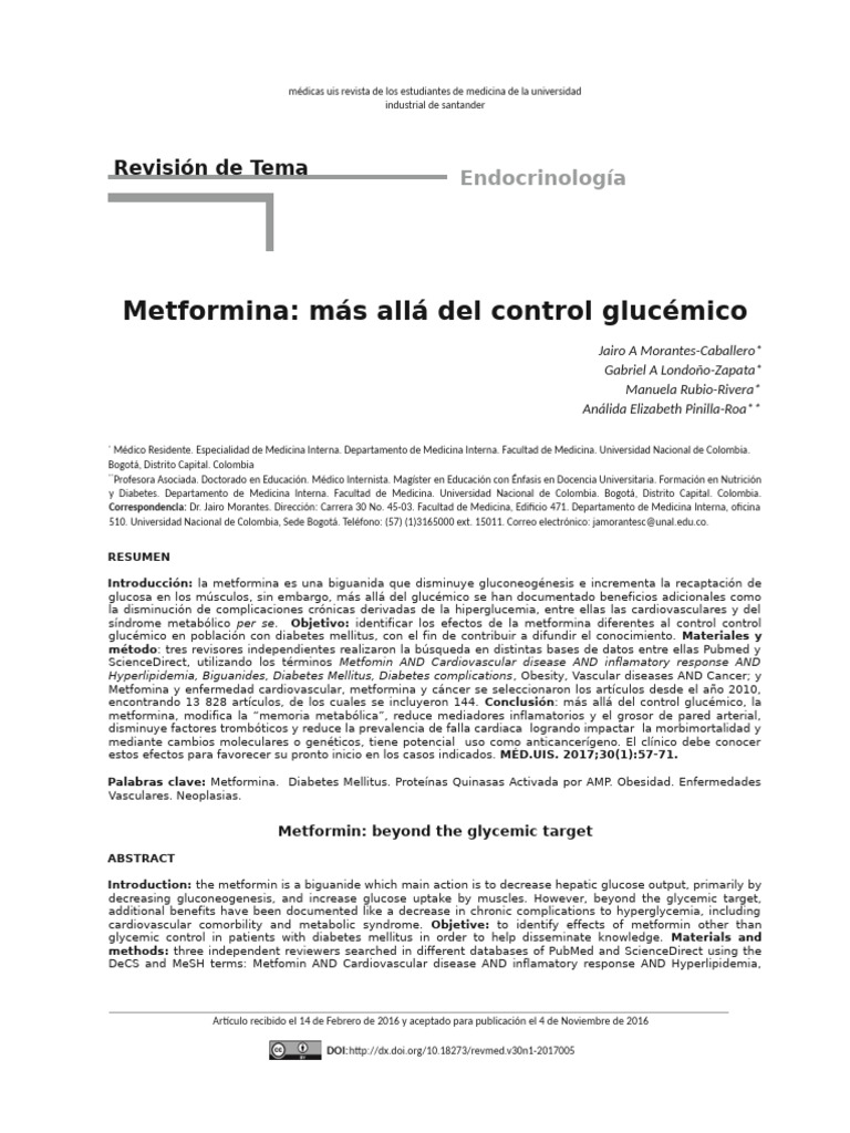 Metformina Mas Alla Del Control Glucémico | PDF | Diabetes | Bioquímica