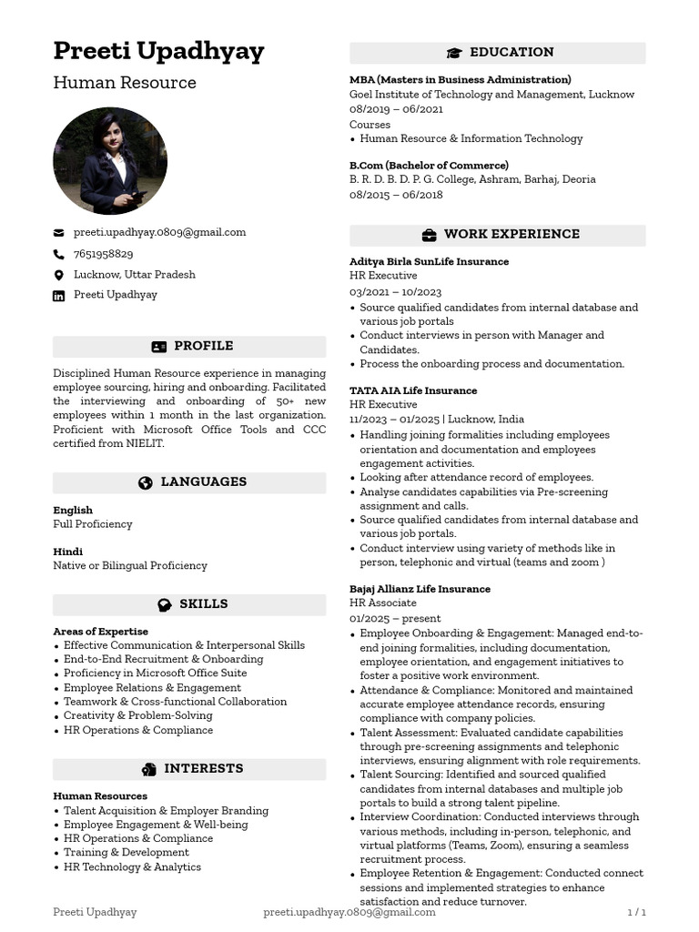 Human Resource Professional Profile | PDF | Employee Retention | Business
