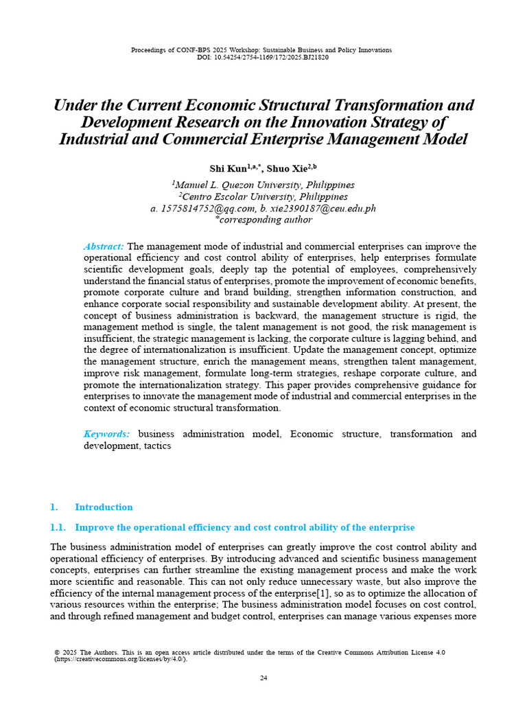 Under_the_Current_Economic_Structural_Transformati | PDF | Innovation ...