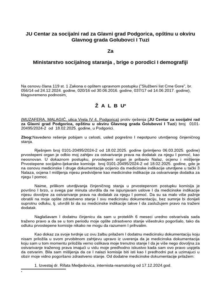 Zalba Tudja Njega I Pomoc | PDF