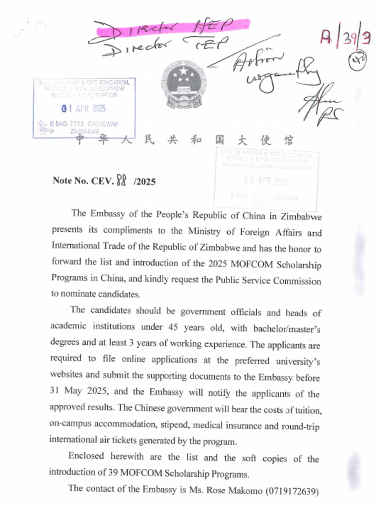 2025 MOFCOM China Scholarships | PDF