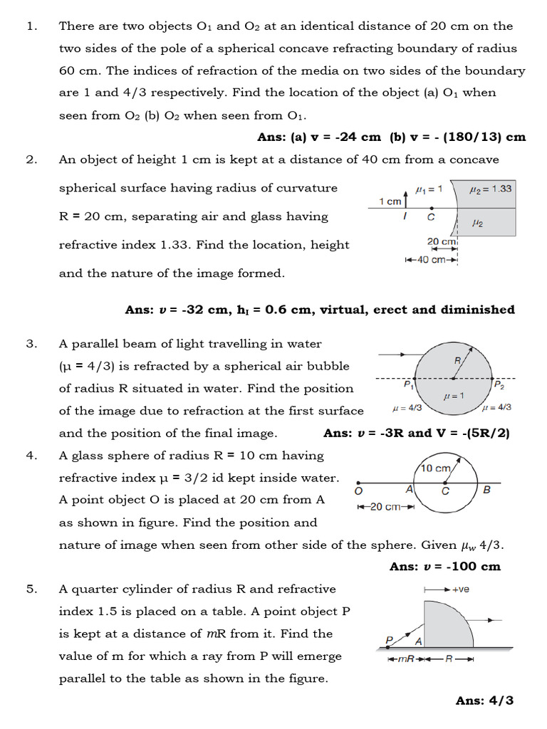 Refraction at Curved Surfaces | PDF | Sphere | Optics