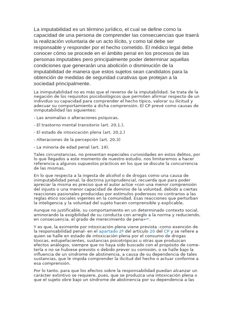 La Imputabilidad Es Un Término Jurídico | PDF