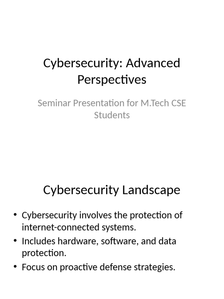 Cybersecurity MTech Presentation | PDF