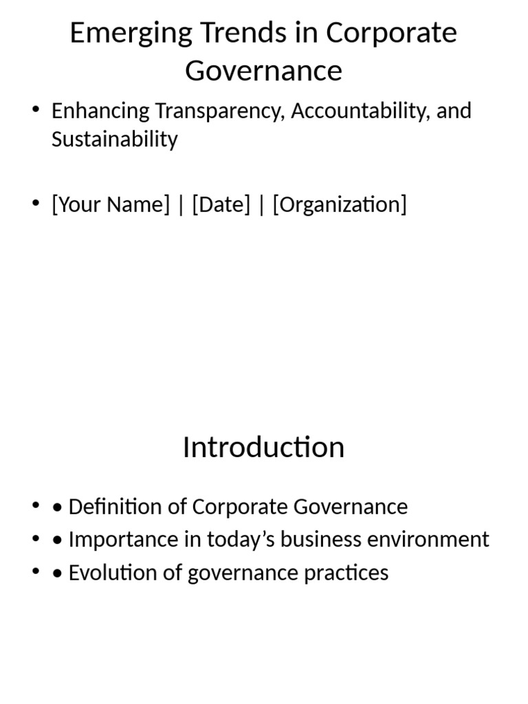 Emerging Trends in Corporate Governance | PDF