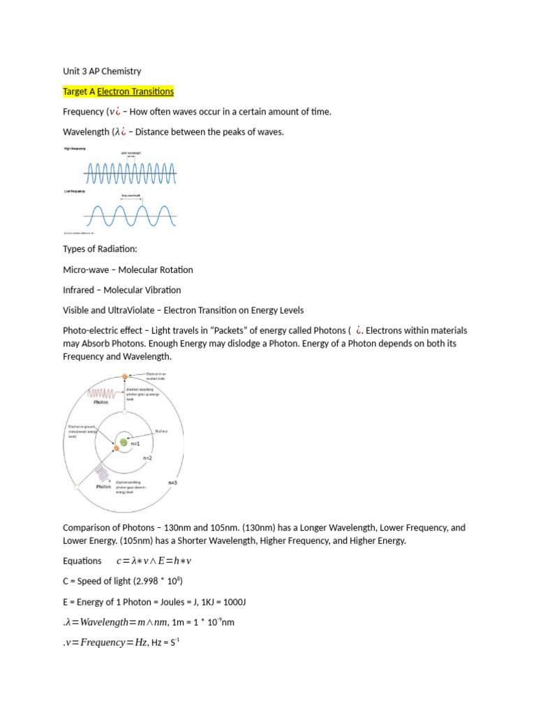 AP Chemistry Unit 3 Overview | PDF | Ion | Electromagnetic Radiation