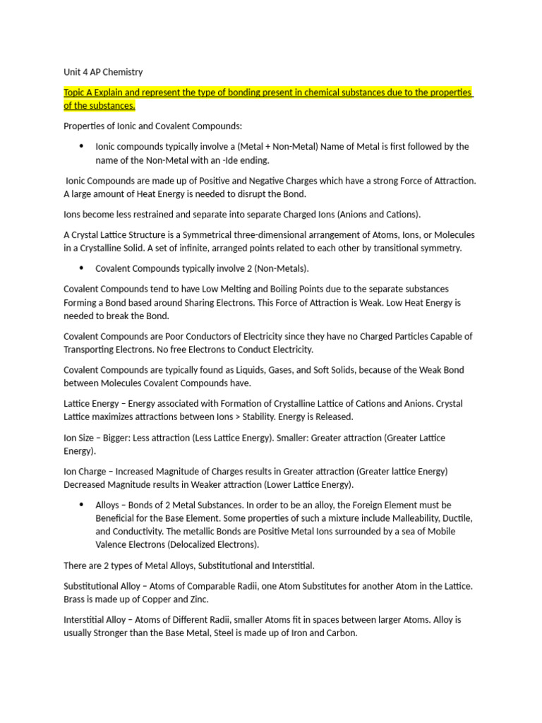 Unit 4 AP Chemistry Notes | PDF | Ion | Chemical Bond