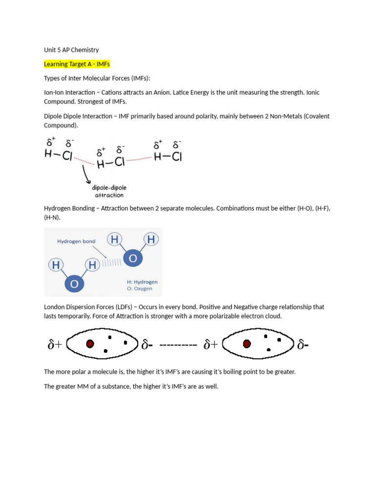 Unit 5 AP Chemistry Notes | PDF | Chemical Bond | Solubility