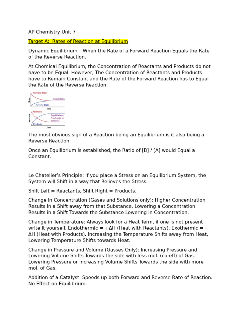 Unit 7 AP Chemistry Notes | PDF | Chemical Equilibrium | Reaction Rate