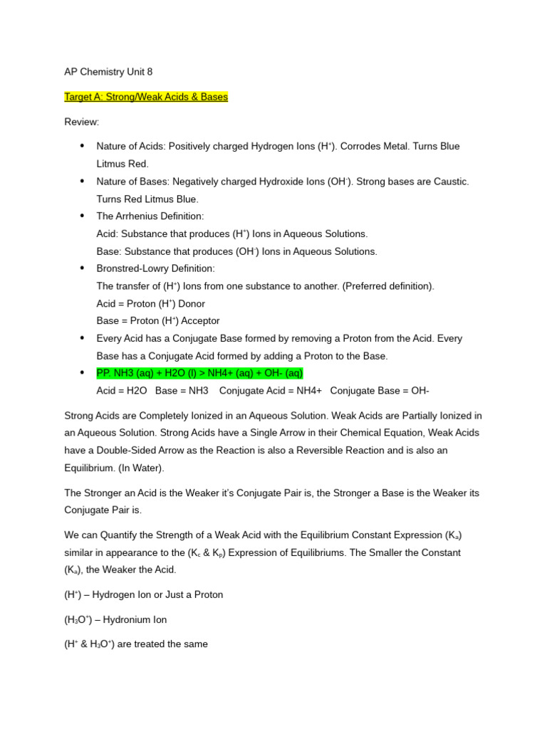 Unit 8 AP Chemistry Notes | PDF | Ph | Acid