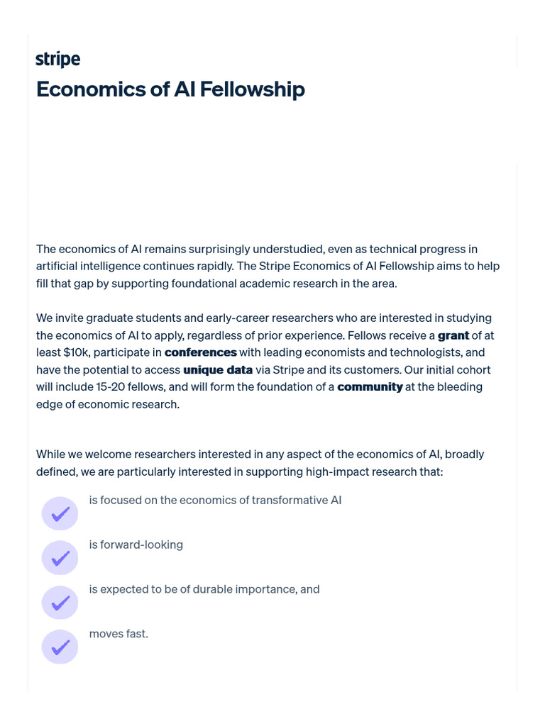 Economics of AI Fellowship | PDF | Artificial Intelligence | Intelligence (AI) & Semantics