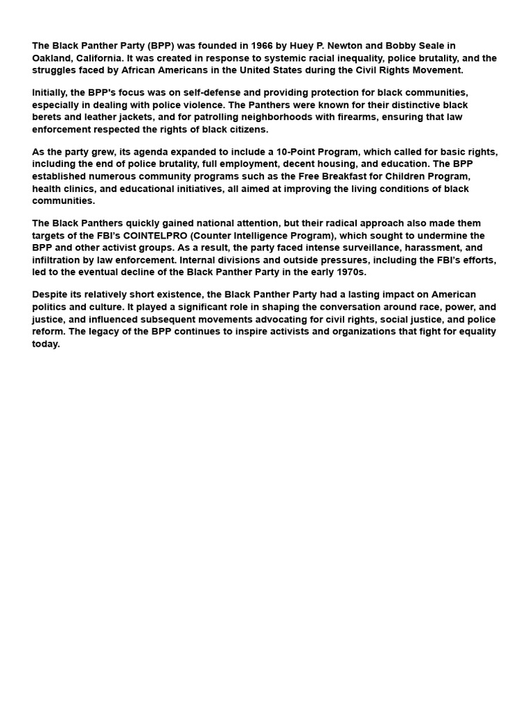 Black Panther Party | PDF