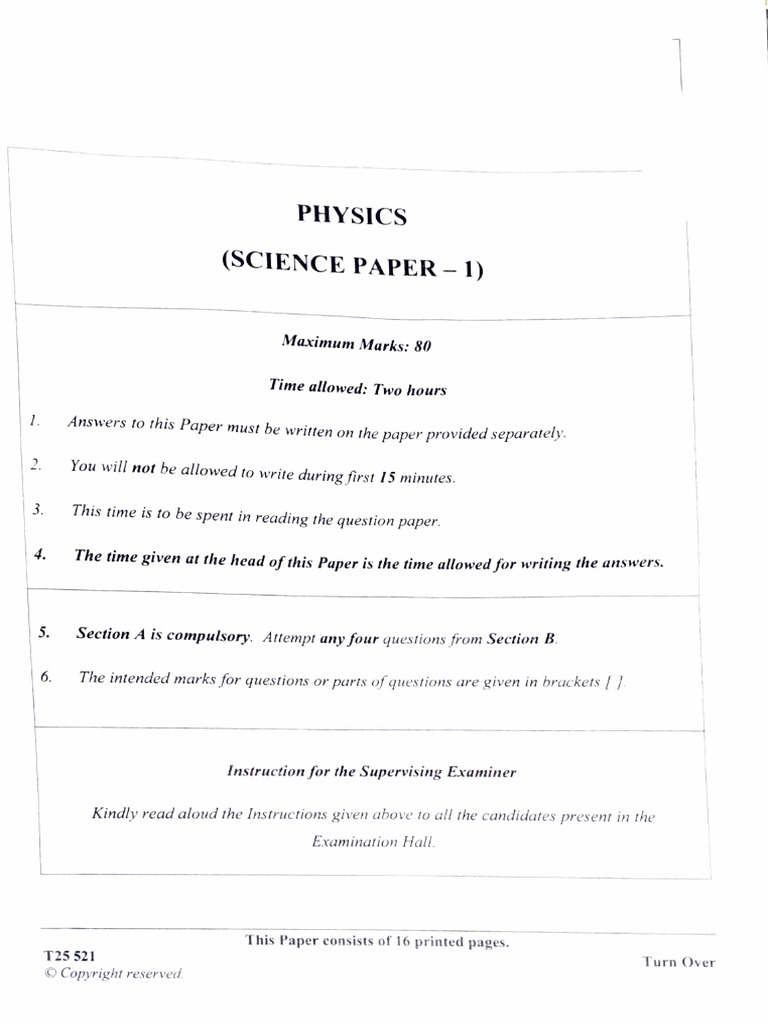 Icse Class 10 Physics Question Paper 2025 (1) | PDF | Refraction | Waves