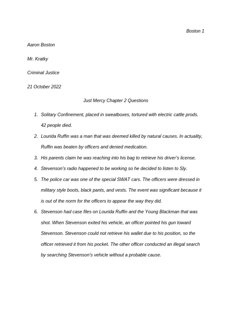 Just Mercy Chapter 2 Analysis | PDF