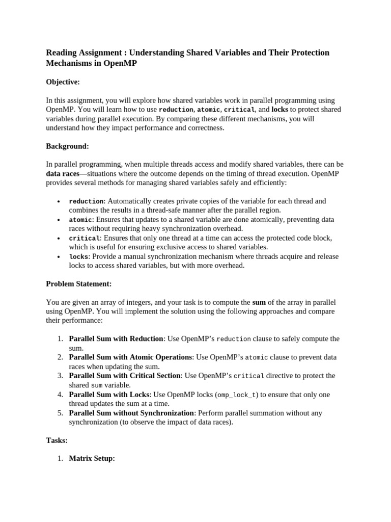 Module 4 - 4.6 - Understanding Shared Variables and Their Protection Mechanisms in OpenMP | PDF ...