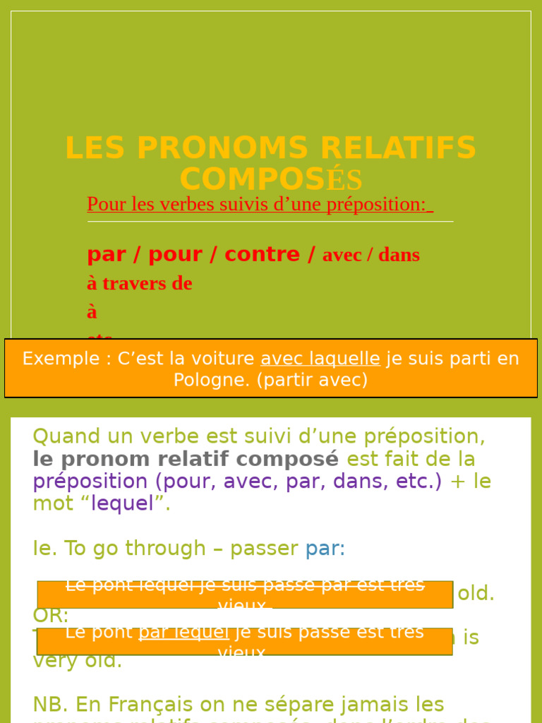 pronoms+relatifs+compose_s+-+e_le_ves | PDF | Pronom | Unités sémantiques