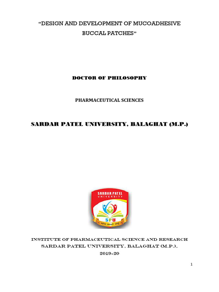 Synopsis - MR Prasad Jumade | PDF | Adhesion | Applied And Interdisciplinary Physics